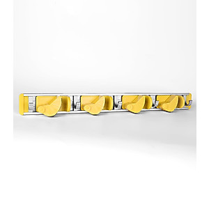 Opow Good Grip Wall-Mounted Mop and Broom Holder Storage Organizer Cleaning Tools Hanger for Kitchen Garden Laundry Room and Garage (4 slots, 5 hooks)