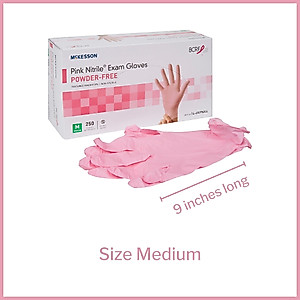 McKesson Pink Nitrile Exam Gloves - Powder-Free, Latex-Free, Ambidextrous, Textured Fingertips, Non-Sterile - Size Medium, 250 Count, 10 Boxes, 2500 Total