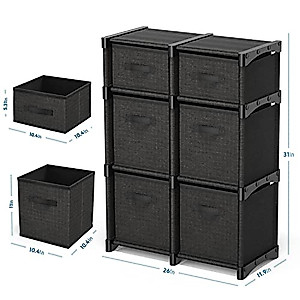 6 Cube Storage Organizer, Black Storage Cubes Organizer Shelves, Sturdy Cubbies Storage Shelves with Cube Storage Organizer Bins, DIY Cube Shelf Organizer for Bedroom, Playroom, Office, & Dorm