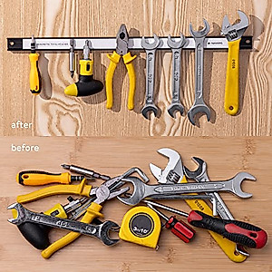 Navaris Set of 3 Magnetic Tool Holder Rack - 18 Inch Heavy Duty Garage Wall Holder Strip for Tools - Tool Bar with Magnet for Screwdriver, Wrench