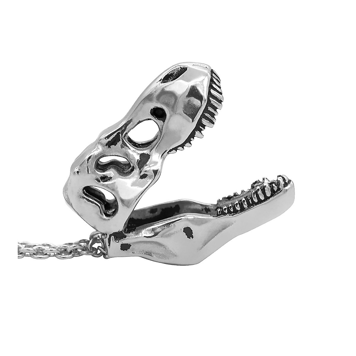 Controse Dinosaur Necklace Mini T-Rex Skull Pendant 316L Stainless Steel