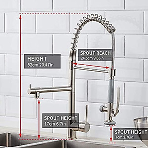 Fapully Commercial Kitchen Faucet Pull Down Sprayer with Soap Dispenser Brushed Nickel