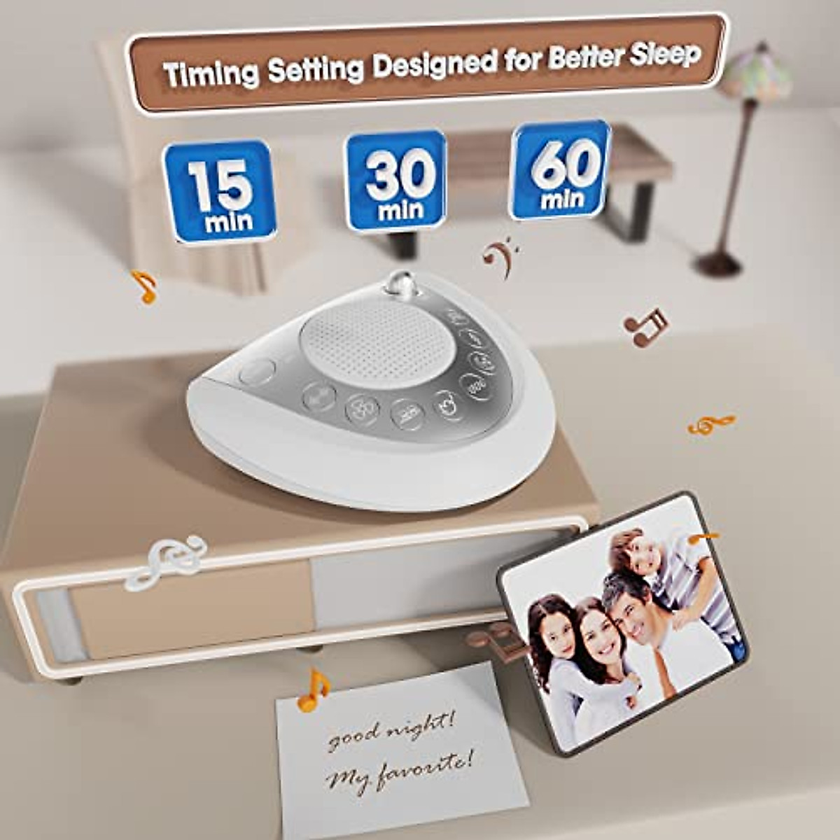 Sound Machine for Baby with 8 Soothing Sounds,Portable White Noise Machine for Adult,Sleep Machine with Volume Control,USB Port,Headphone Jack,Auto-Off Timer for Kids,Adults,Travel,Office,Home