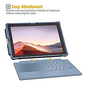 Fintie Hard Case for Microsoft Surface Pro 7 Plus, Surface Pro 7/6/5/LTE, Shockproof Folio Protective Rugged Cover Compatible with Type Cover Keyboard + Original Kickstand (Frost Blue)