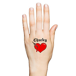 TKFUON 30 PCS Bride of Chucky Heart Tattoo, Tiffany Costume Bride of Chucky Heart Temporary Tattoos Stickers, Look Real & Last Long Chucky Fake Temp Tattoos for Women Kids, Halloween, Cosplay, Party