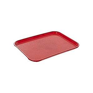 Fast Food Tray 10 x 14 Red Rectangular Polypropylene Serving Tray for Cafeteria, Diner, Restaurant, Food Courts
