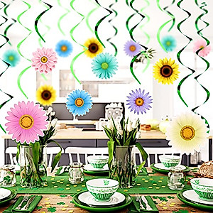42 Pieces Sun Flowers Hanging Swirl Decorations Sunflower Ceiling Hanging Decor Back to School Decor Sunflower Spring Party Decor for Classroom Blackboard Decor