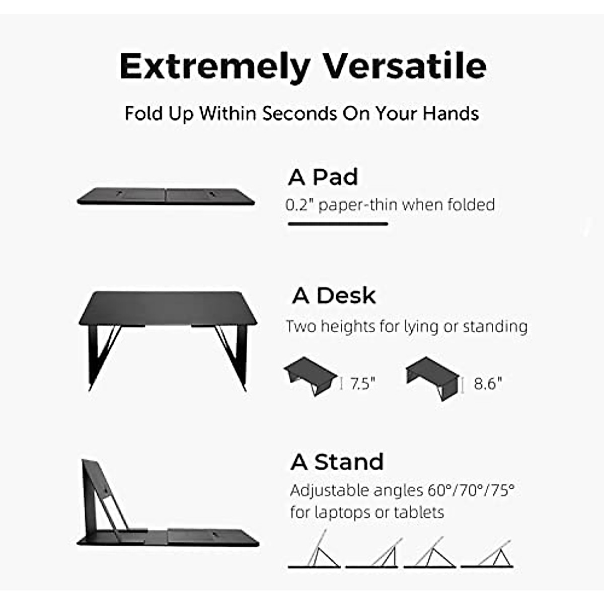 【𝟲-𝙞𝙣-𝟭 𝙋𝙤𝙧𝙩𝙖𝙗𝙡𝙚 𝘿𝙚𝙨𝙠】 iSwift Pi Lap Desk,Laptop Desk for Bed, Adjustable Laptop Stand for Home Office,Invisible Bed Table,[2022 Best Solution for Work from Home]