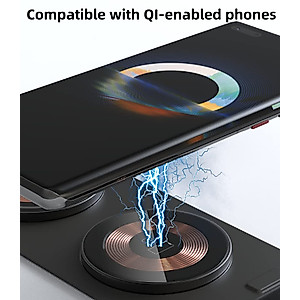 Wireless Charger 3 in 1, ALFUEL 15W Fast Foldable Magsafe Charger, Charging Station for Multiple Devices for iPhone 14/13/12/SE/11, Apple Watch and AirPods(Adapter not Included)