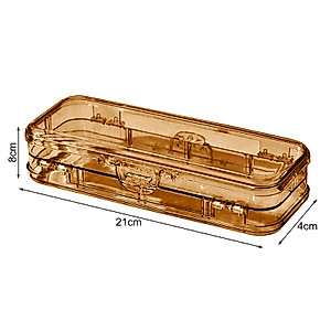 Tainrunse Large Capacity Pen Box Double Layers Clear Visible Multifunction Boys Girls Students Pencil Stationery Organizer Case for Home School Office Stationery Supplies Khaki