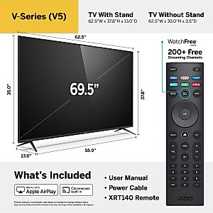 VIZIO 70-inch V-Series - 4K UHD LED HDR Smart TV with Apple AirPlay & Chromecast Built-in, Dolby Vision, HDR10+, HDMI 2.1, Auto Game Mode & Low Latency Gaming (V705-H1, 2020)