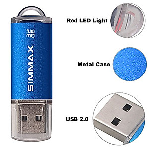 SIMMAX Memory Stick 32GB 3 Pack 32GB USB 2.0 Flash Drives Thumb Drive Pen Drive (32GB Pink Blue Green)