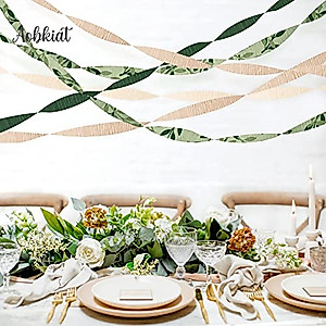 AOBKIAT 8 Rolls Crepe Paper Streamers,Olive Leaf Boho Green Party Streamer for Decoration Backdrop,DIY Supplies,Bedroom,Classroom,Wall,Window,Ceilling,Baby Shower,Wedding Shower Decor(82 Ft/Roll)