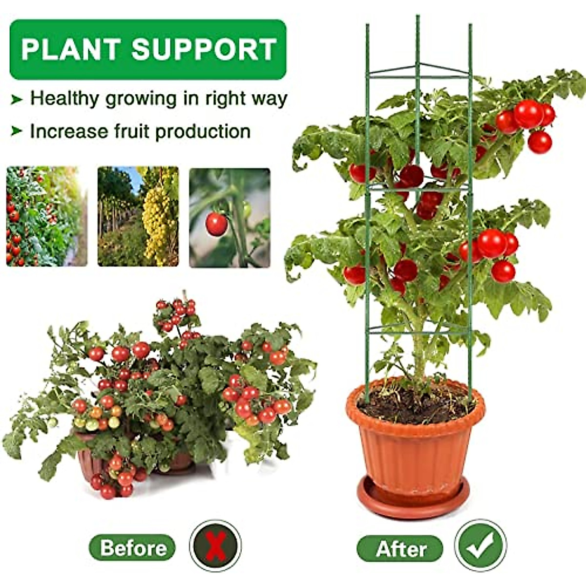 3 Packs Tomato Cages Plant Cages Deformable Up to 48inch Garden Tomato Stakes Vegetable Trellis, Plant Supports Tomato Trellis for Vertical Climbing Plants Flowers Fruits