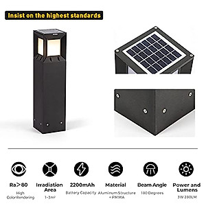 Linkmoon Solar Landscape Path Light with IP54 Waterproof Luxury 3000K LED Lighting, 32 Inches Modern Outdoor Bollard Lighting for Lawn, Patio, Courtyard and Driveway Decoration