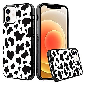 KANGHAR iPhone 12 Tire Cow,iPhone 12 Pro Tire Case Black White Slim Anti-Scratch Shockproof Skid Outline Durable PC Layer TPU Bumper Anti-Dropping Full Body Protection Cover -6.1 Inch