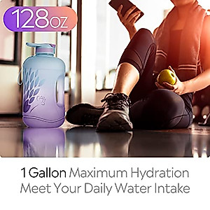 TOBA Motivational BPA Free Water Jug Large Sports Water Bottle Leakproof Drinking, 1 Gallon 128 oz