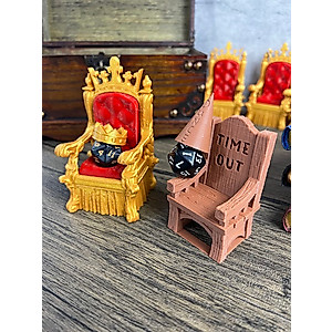 MunnyGrubbers - Dice Jail Cage - Time Out Chair & Dunce Hat - Chair of Shame - Crit Crown & Lucky Throne - (Random 7PC D20 Dice Set Included) - Gift for Dungeons and Dragons - DND - D&D - (Combo A)