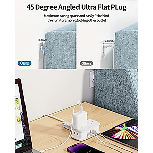 Travel Power Strip with USB C, NTONPOWER 4 Outlets 3 USB(1 USB-C), 4ft Flat Plug Extension Cord with USB C Ports, Portable Power Strip Flat Plug, Compact for Travel Hotel Cruise Essentials, White