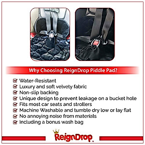 ReignDrop Piddle Pad Car Seat Protector for Toddler and Baby Potty Training – Waterproof Car Seat Pee Pad – Reusable Liner – Soft Velvet Exterior – Non-Slip Back – with Wash Bag – Machine Washable