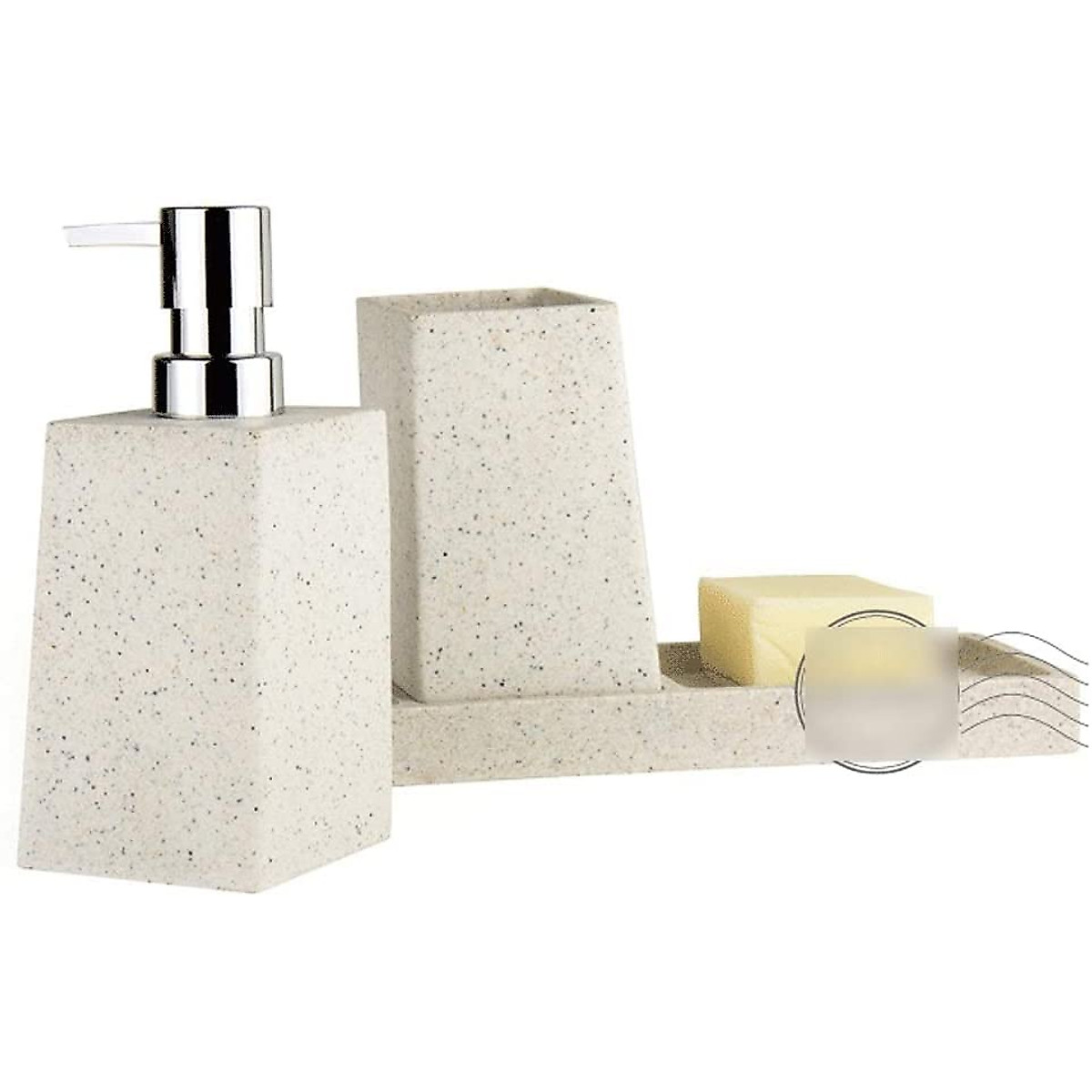 Haibing Shower Dispenser Soap Dispenser Bathroom Accessories Set,3 Piece Bath Set Collection Includes Soap/Lotion Dispenser,Tray and Tumbler 350ml/11.8in Lotion Bottle Liquid Soap Dispenser