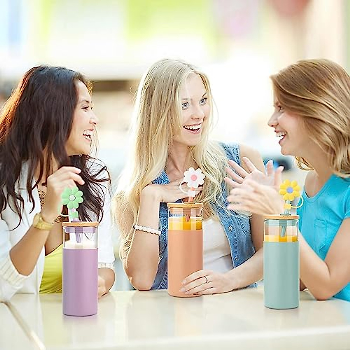 6PCS Straw Cover Cap for Stanley Cup, Silicone Straw Topper fit Stanley 30&40 Oz Tumbler with Handle,10mm Cute Drinking Straw Tip Covers for Stanley Cups Accessories