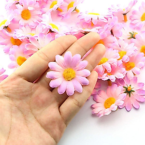 Tegg Artificial Daisy 100PCS 40mm Purple Silk Daisy Gerbera Flowers Head Sunflower for Wedding Party DIY Decor