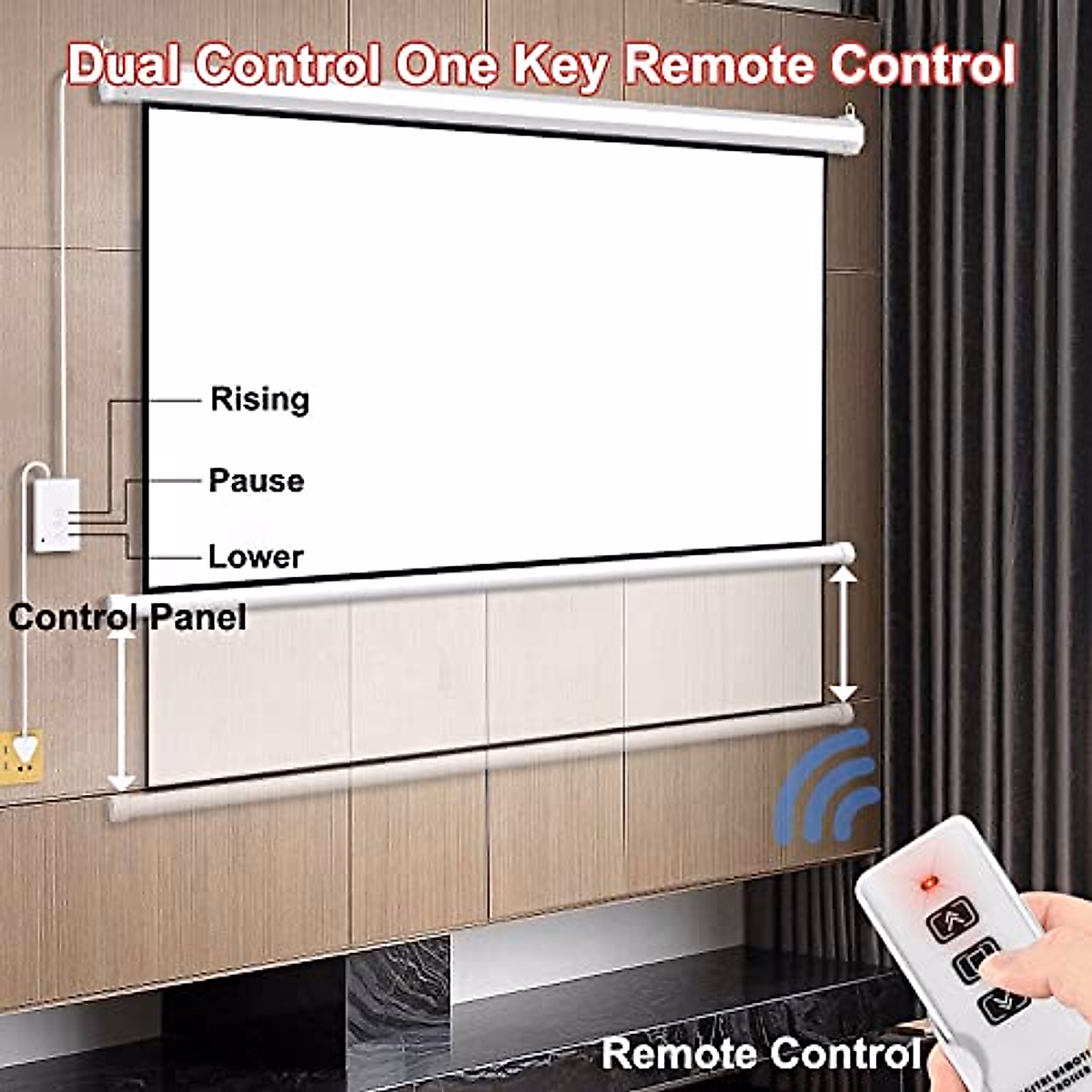 60 Inch Electric Projector Screen with Remote Control, 4:3 16:9 4K HD Motorized Projection Screen, Wall/Ceiling Mount, 160° Portable Video Projection Screens, 2.8 Gain (Size : Aspect Ratio 4:3)