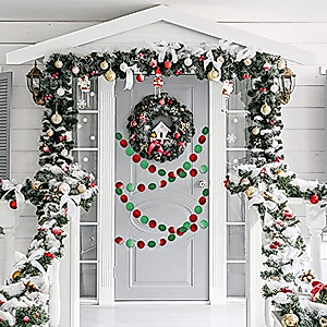 Marspark 8 Pack Green and Red Circle Dots Garland Christmas Party Decorations Banners Door Streamer Paper Banner for Birthday Baby Shower Holiday Decorations, 105 Feet in Total