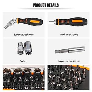 YÁSEZ Ratchet Screwdriver Set Magnetic Bits Precision Socket Screwdriver Bit Set Adjustable Ratchet Handle 61 in 1 Hand Tools