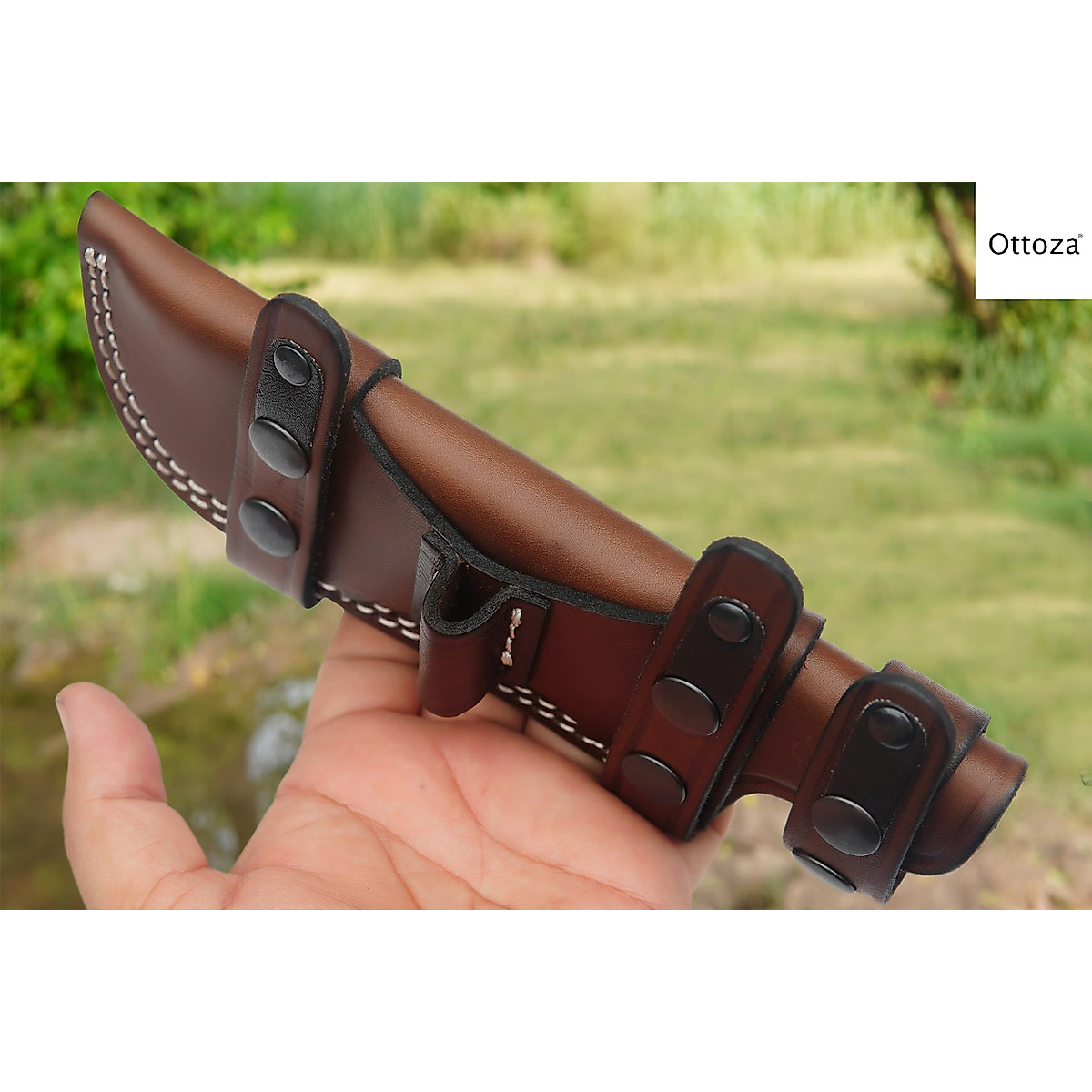 Ottoza TOP GRAIN Leather Knife Sheaths for Fixed Blade Knives, RIGHT HAND Leather Knife Sheath for Belt, Leather Knife Holster Belt Knife Holder, Horizontal Knife Sheath for Belt No:2