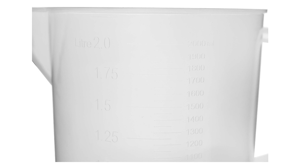 EISCO Plastic Pitcher, 2000mL (2L) - Short Form, Euro Design - Molded ...