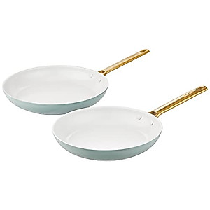GreenPan Reserve Hard Anodized Healthy Ceramic Nonstick, 10" and 12" Frying Pan Skillet Set, Smokey Blue