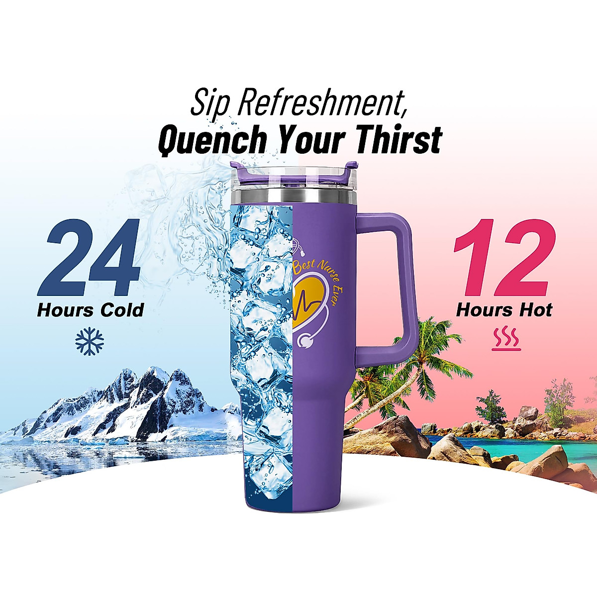 DLOCCOLD Nurse Appreciation 40oz Tumbler, Purple - Nursing Week Gift for Women