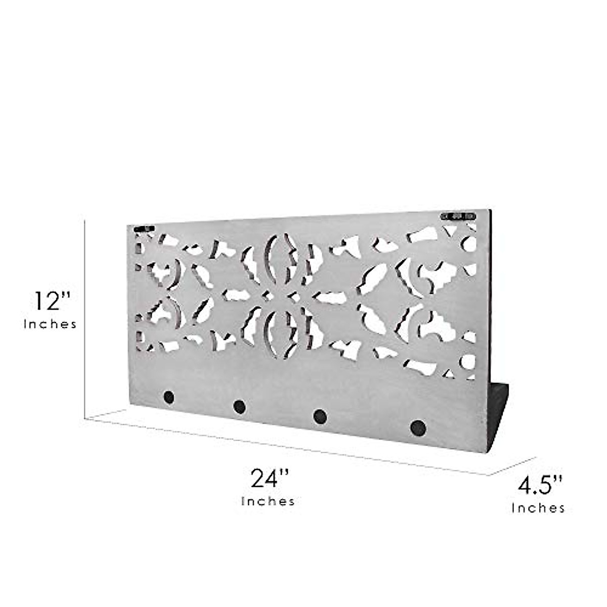 American Art Decor Hand-Carved Wooden Shelf and Coat Rack, Antique Floral Wall Decor – Dove Grey (12”x24”x4.5)