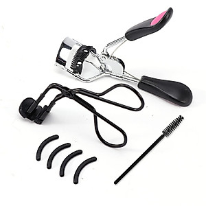 Eyelash Curlers,4 in 1 Black Lash Curler Kit for Women includes 2 Size of Eye Lash Curler with Comb,Eyebrow Brush,4 Refills Pads,for Natural and Curved Eyebrows(Black)