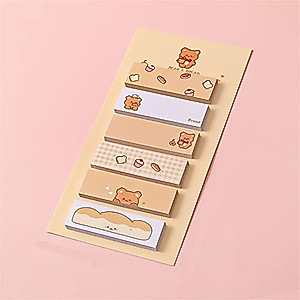 Cute Animals DIY Sticker Bookmarks Memo Pad,Kawaii Page Markers, Cute Sticky Index Tags, Cartoon Office School Supplies(Yellow)