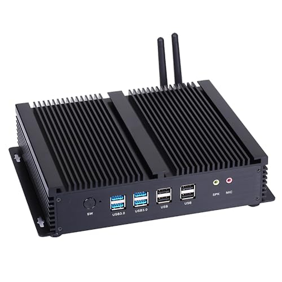 HUNSN Fanless Industrial PC, Mini Computer, Core I7 4500U 4510U 4578U, Windows 11 / Linux Ubuntu, IM04, 2 x HDMI, 2 x LAN, 6 x COM, 4 x USB3.0, 4 x USB2.0, 8G RAM, 512G SSD, 1TB HDD