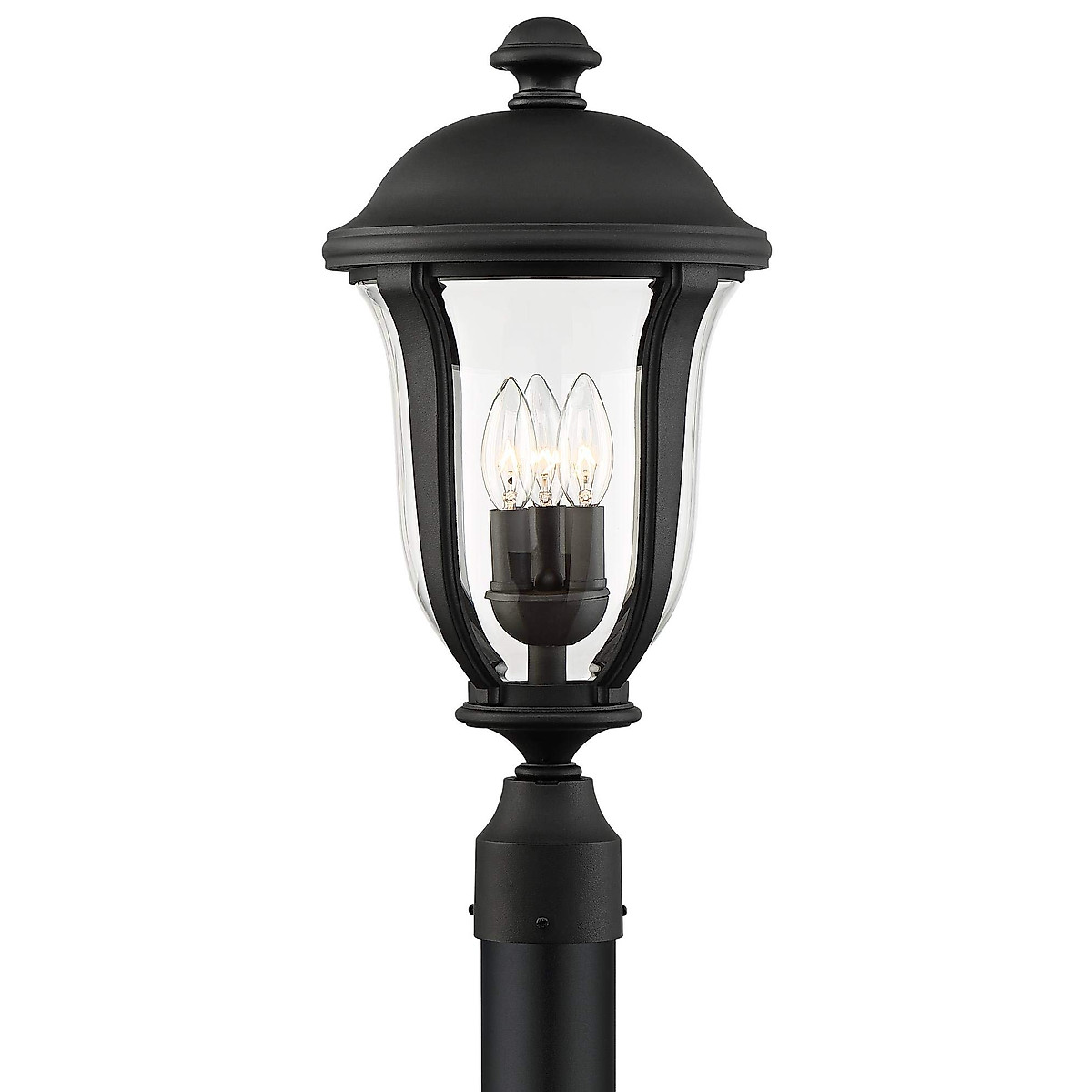Park Sienna Traditional Post Light Fixture Black 20" Clear Glass Outdoor Decoration for Exterior House Porch Patio Outside Deck Garage Yard Garden Driveway Home Lawn Walkway - John Timberland