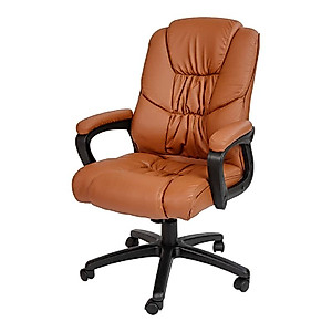 Flash Furniture Flash Fundamentals Big & Tall 400 lb. Rated Brown LeatherSoft Swivel Office Chair with Padded Arms, BIFMA Certified