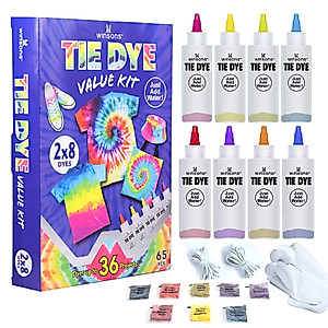 WINSONS Tie Dye Kit, 8 Colours Non Toxic Permanent Fabric Dye Art Set for Kids Women for Homemade Party Creative Group Activities DIY Gift
