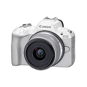 Canon EOS R50 Mirrorless Vlogging Camera (White) w/RF-S18-45mm F4.5-6.3 is STM Lens, 24.2 MP, 4K Video, Subject Detection & Tracking, Compact, Smartphone Connection, Content Creator