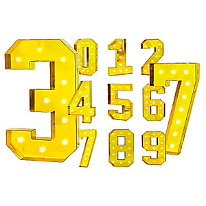 LANGXUN 40inch Gold Large Led Light Up Numbers for 1st 21st Birthday Decor, With Hot Glue Gun and Bracket, Marquee light up Numbers Party Wedding Decor Graduation Baby Shower Photo Background Decoration (Number 2)