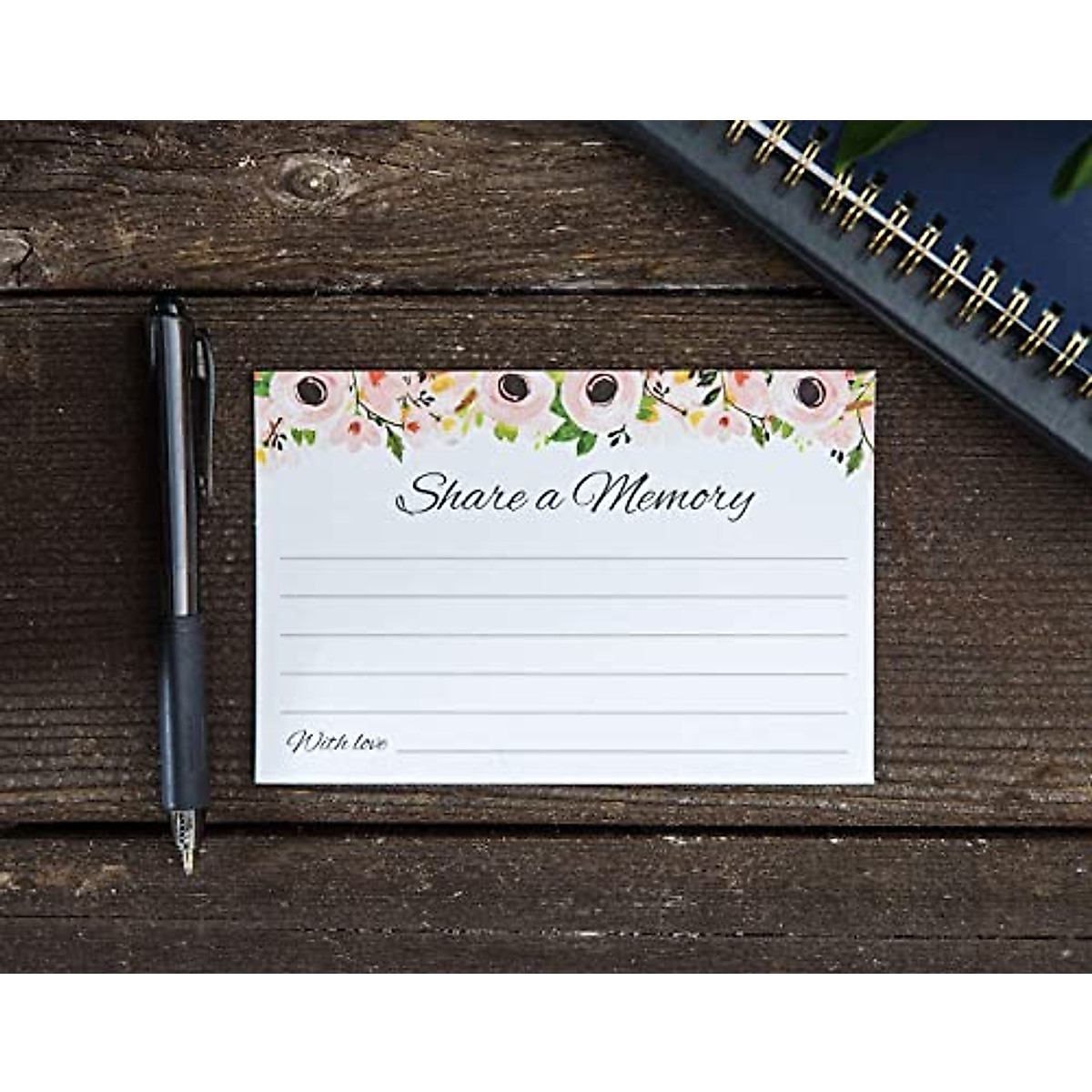 Share a Memory Cards - 50 Pack - Tasteful Alternative to Funeral Guest Books for Memorial and Celebration of Life or Going Away Party, Birthday or Graduation Guest Book