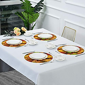 Autumn Leaves Round Placemats Set of 4 Table Placemats Fall Maple Leaf Sunflower Pumpkin Place Mats Tablemats 15 inch for Kitchen Dining Table Dinner Kids Holiday Party