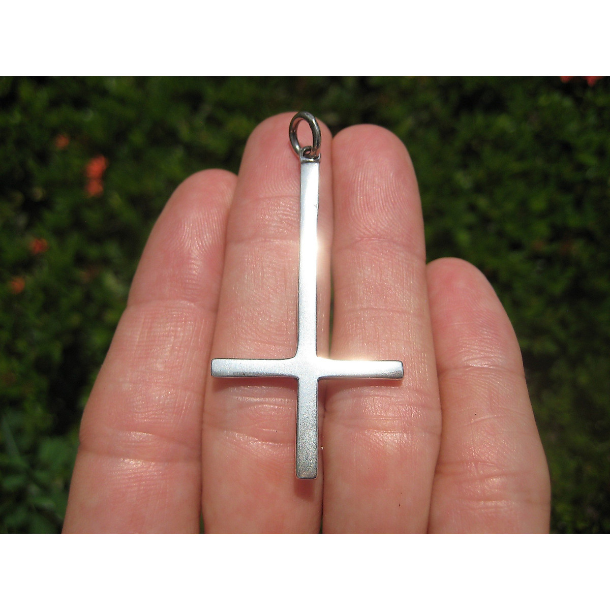 Himalayan Treasures 925 Silver Extra Large Petrine Saint Peter's Inverted Cross Satanic Pendant A20