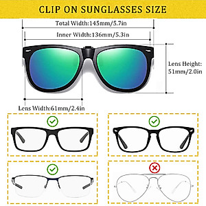 FRAZALA Polarized Clip on Sunglasses over Prescription Glasses Anti-Glare UV Protection Sunglasses Clip on Glasses Unisex (Green)