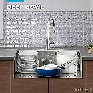 Kohler K-20022-PC-NA Sterling Ludington 32" Under Mount Single Bowl Kitchen Sink with Accessories, 32 inch, Stainless Steel