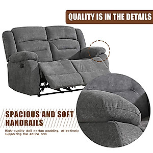 FDW Recliner Sofa Set Sectional Sofa for Living Room Home Theater Seating Reclining Couch Sofa Manual Recliner Motion for Home Furniture (Grey, Love Seat)