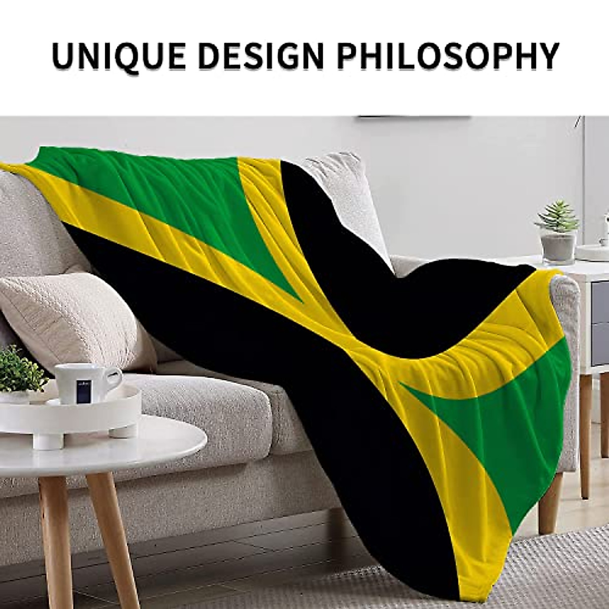 Jamaica Flag Jamaican Blanket Flannel Throw Blanket for Couch,Super Soft Cozy Warm Blanket Lightweight Throws for Bed Living Room, Gifts for Women Birthday Christmas 60"x50"